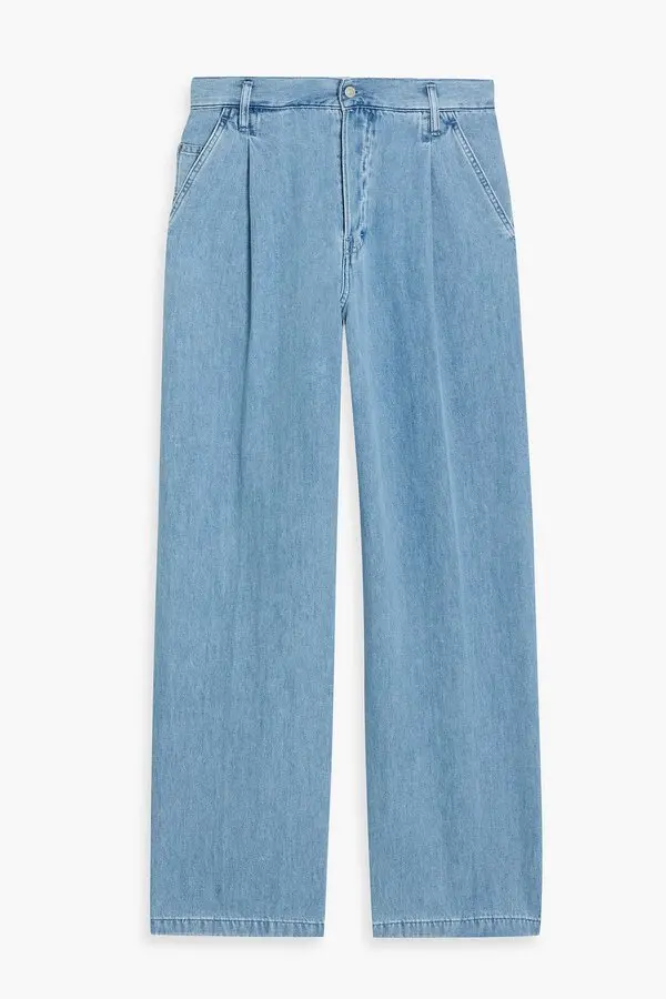 Dries Van Noten Wideleg Pleated Denim Jeans