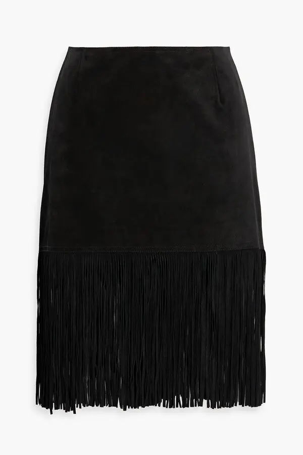 FRAME Suede Fringed Skirt