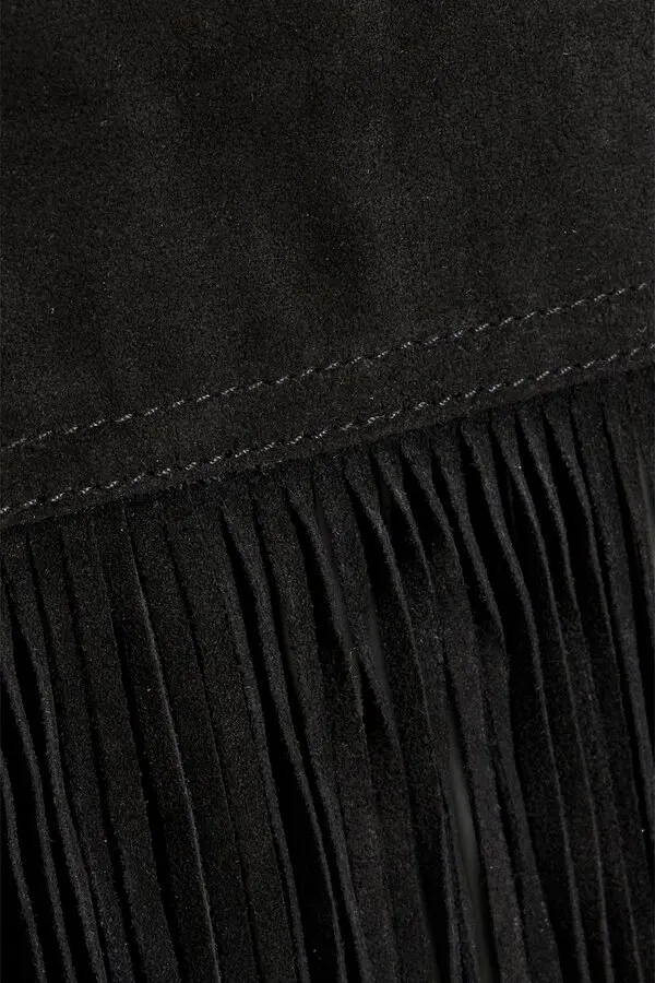 FRAME Suede Fringed Skirt