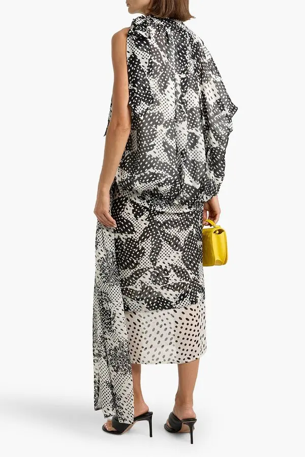 Dries Van Noten Wrapeffect Printed Silkblend Chiffon Midi Skirt