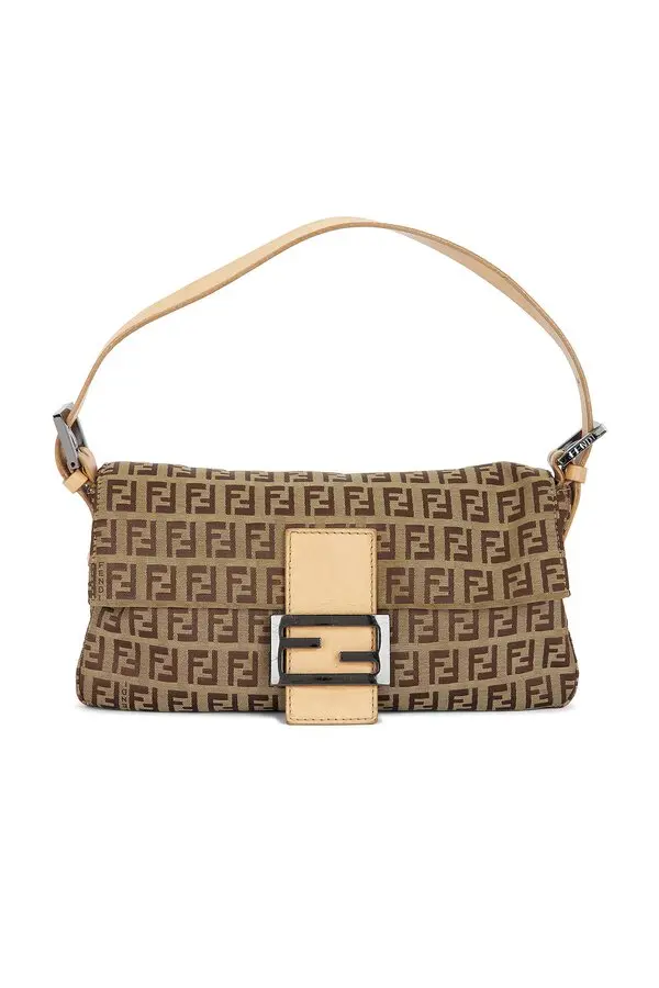 Fendi Zucchino Monogram Canvas Baguette Shoulder Bag - Brown
