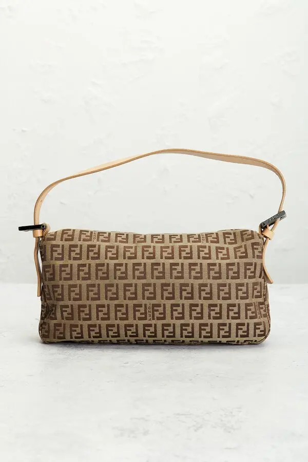 Fendi Zucchino Monogram Canvas Baguette Shoulder Bag - Brown
