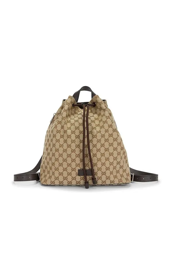 Gucci Gg Canvas Drawstring Backpack - Brown