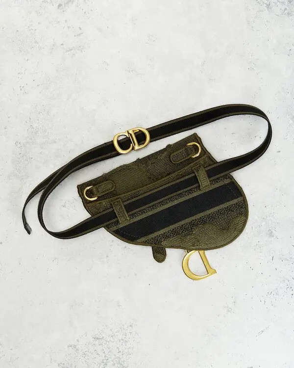 FWRD RENEW Dior Embroidered Camouflage Saddle Belt Bag