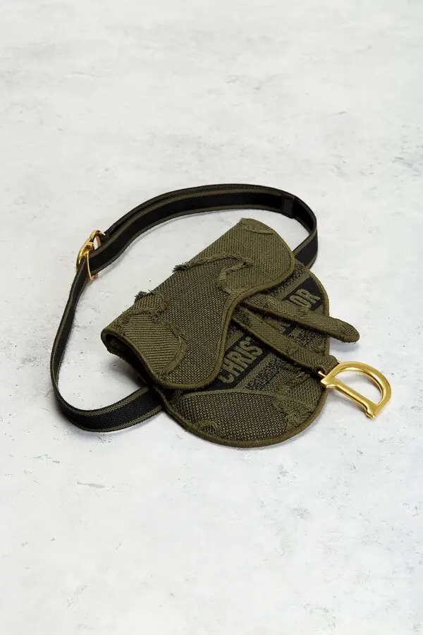 FWRD RENEW Dior Embroidered Camouflage Saddle Belt Bag
