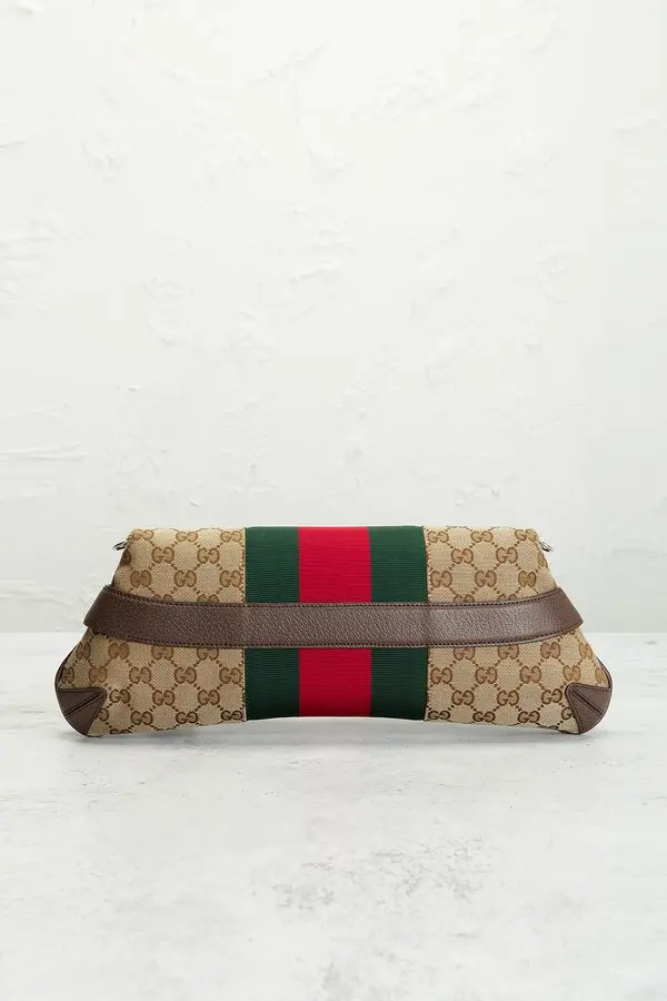 Gucci Horsebit Clutch In Metallic ,green - Brown