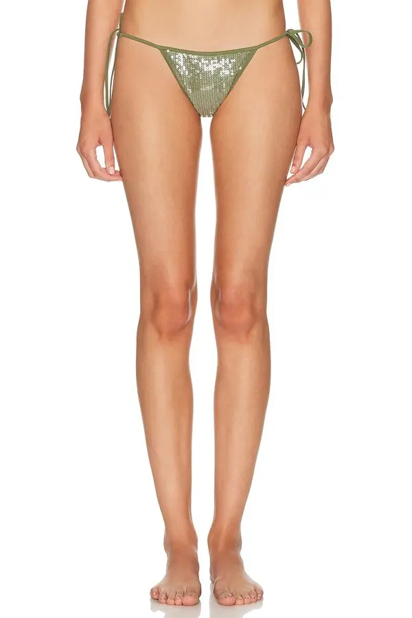 TROPIC OF C Sequin Praia Bikini Bottom In Green - Fern