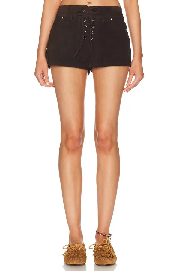Staud Geo Suede Short In Brown
