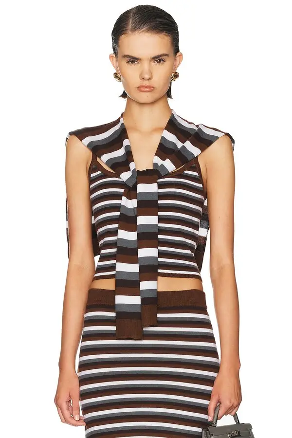Monse Combo Stripe Tank Top And Cardigan