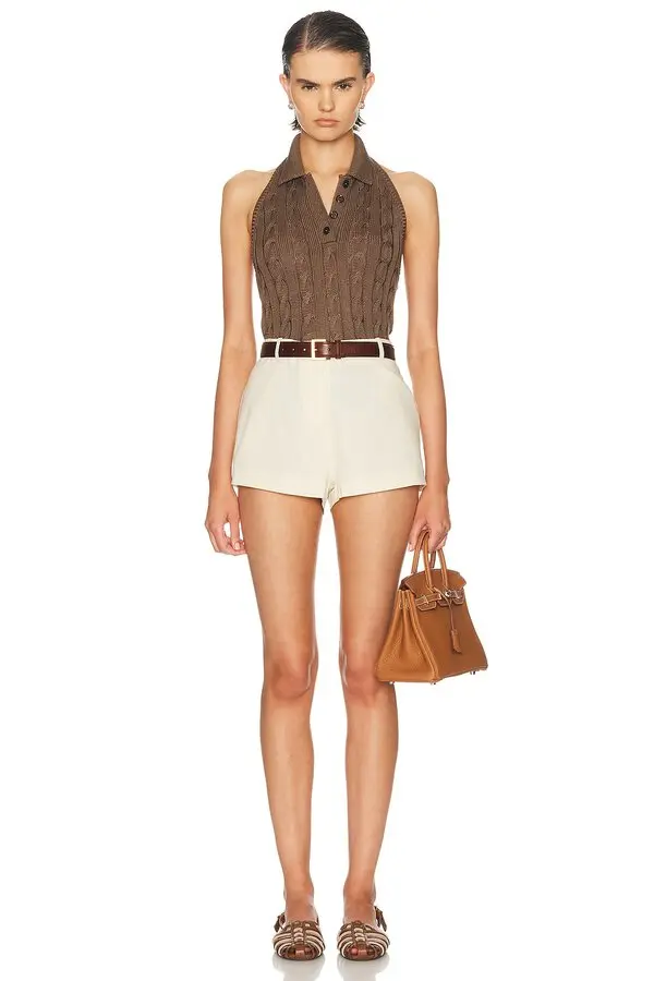 Ralph Lauren Sleeveless Halter Polo Sweater - Portobello