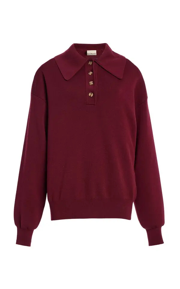 ALEMAIS Claudia Knit Polo Sweater - Purple