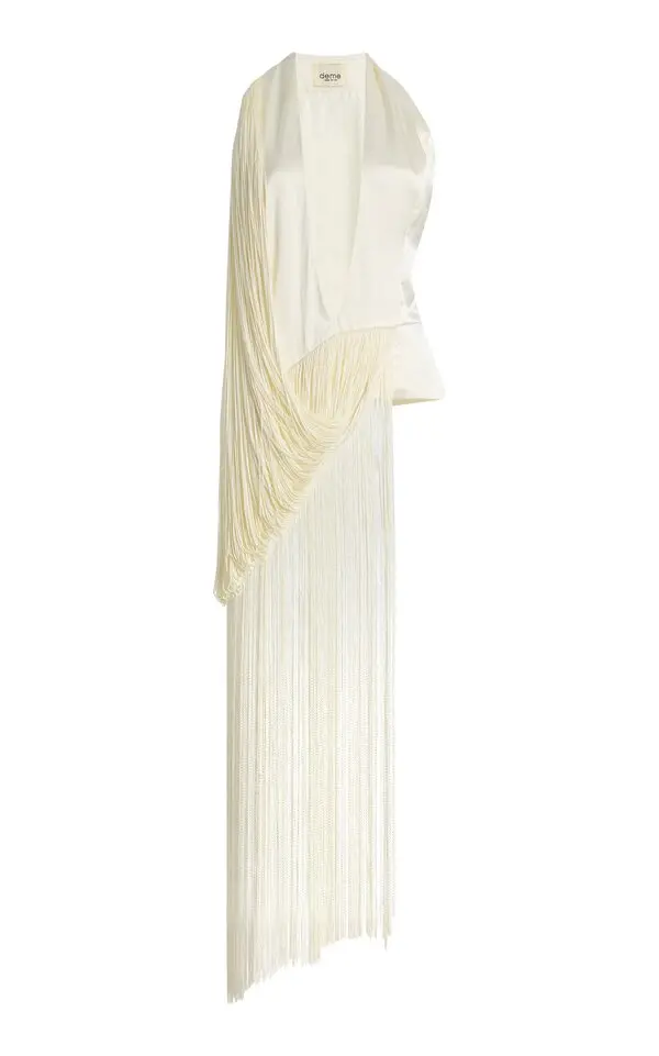 DEME Exclusive Storkie Fringed Silk Midi Top