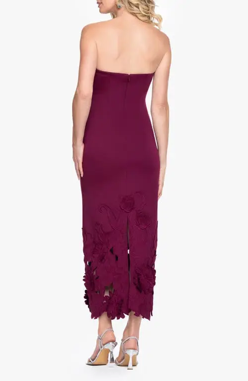 Betsy & Adam Laser Cut Strapless Scuba Gown