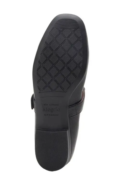 ALEGRIA Audree Mary Jane Flat With Floral Hardware - Black
