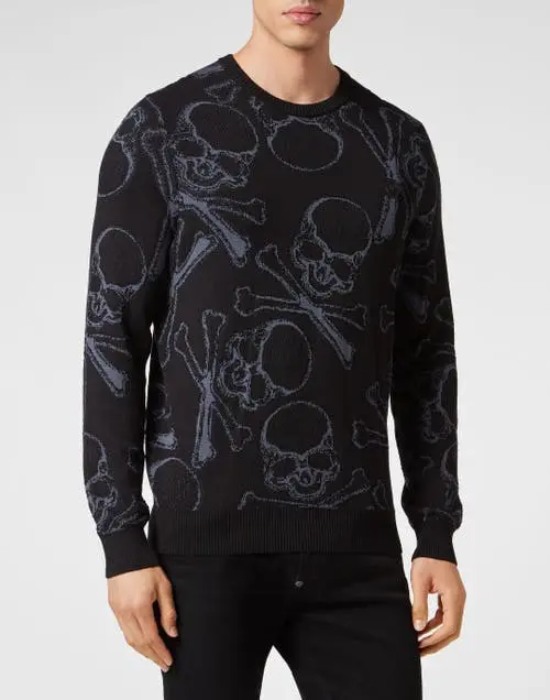 Philipp Plein Cotton Pullover Round Neck Skull&bones