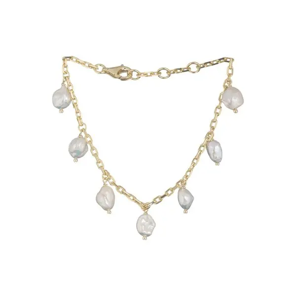 CHIARA TEDESCHI JEWELLERY Baroque Pearl Chain Bracelet - Gold
