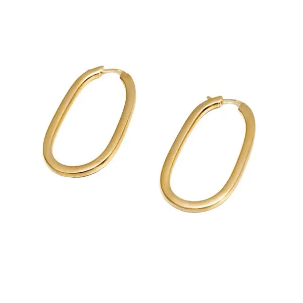 LES REINES Elliptic Hoop Earrings 24k Plated - Gold