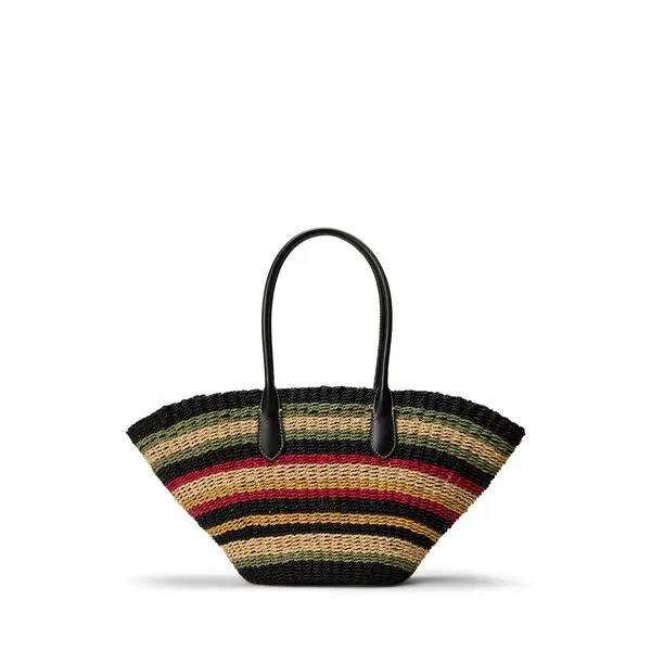 Ralph Lauren Bellport Striped Raffia Basket Tote