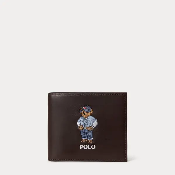 Ralph Lauren Polo Bear Leather Billfold Wallet - Dark Brown