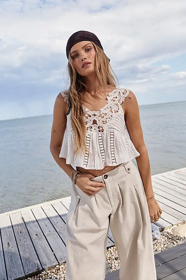 Free People Kelsey Cutwork Top