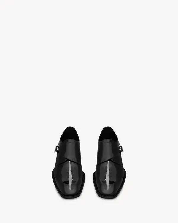 Saint Laurent Connor Monk Straps In Patent Leather
