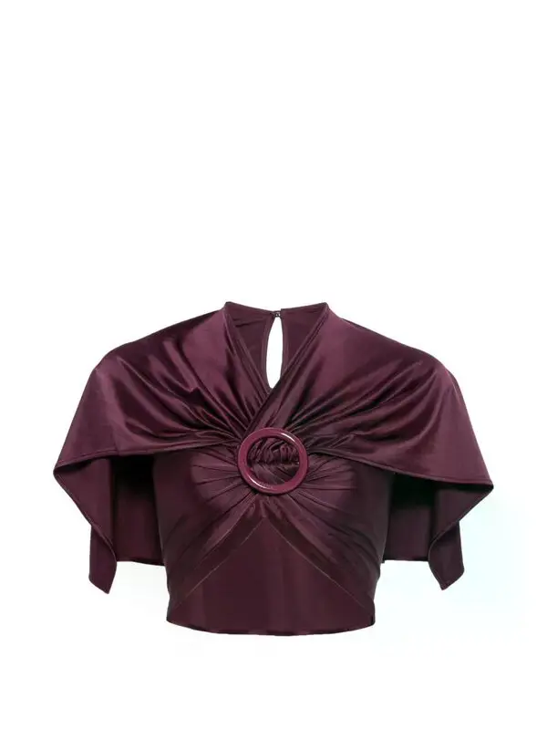 Rabanne V-neck Cropped Ring Detail Top