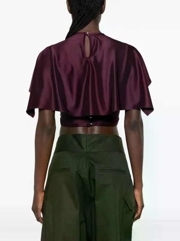 Rabanne V-neck Cropped Ring Detail Top