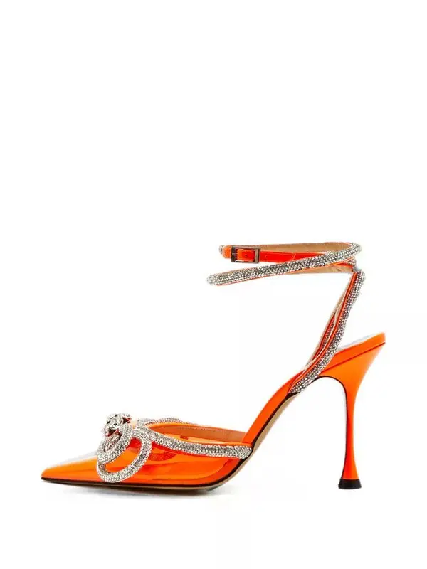 Mach & Mach Double Bow Crystal-embellished Pointed Toe Pumps