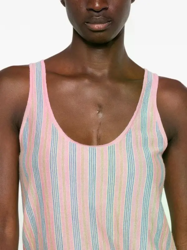 Guest In Residence Striped Scoop Neck Tank Top