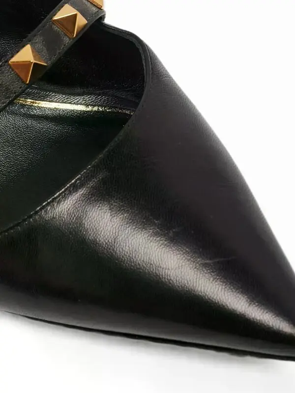 Valentino Garavani Leather Studded Pointed Toe Slingback Pumps
