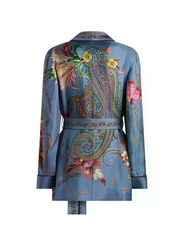 Etro Silk Jacket With Floral Paisley Motif And Belt