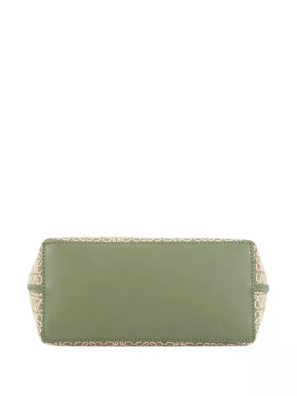 Loewe Anagram Jacquard And Calfskin Square Tote Bag - Green