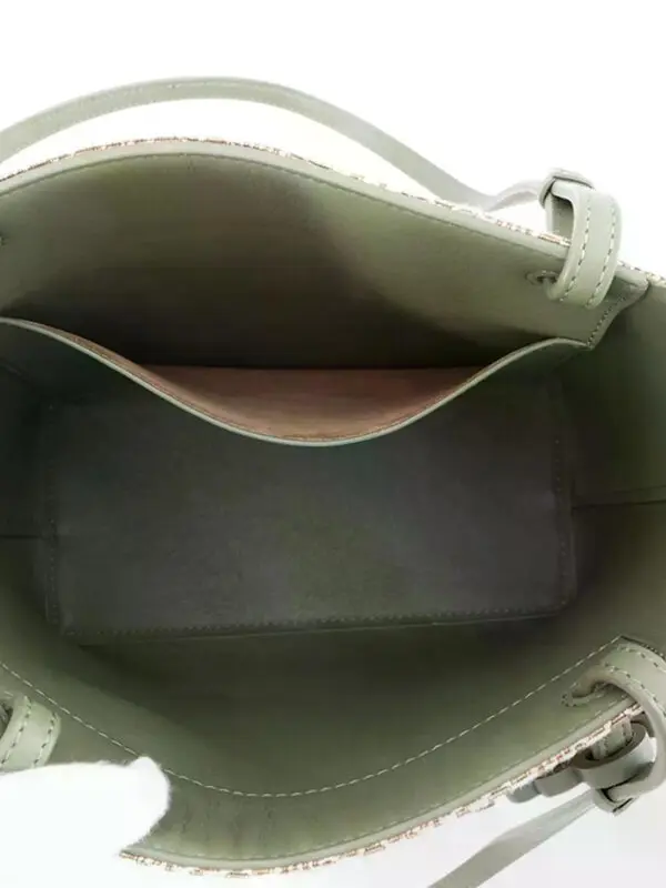 Loewe Anagram Jacquard And Calfskin Square Tote Bag - Green