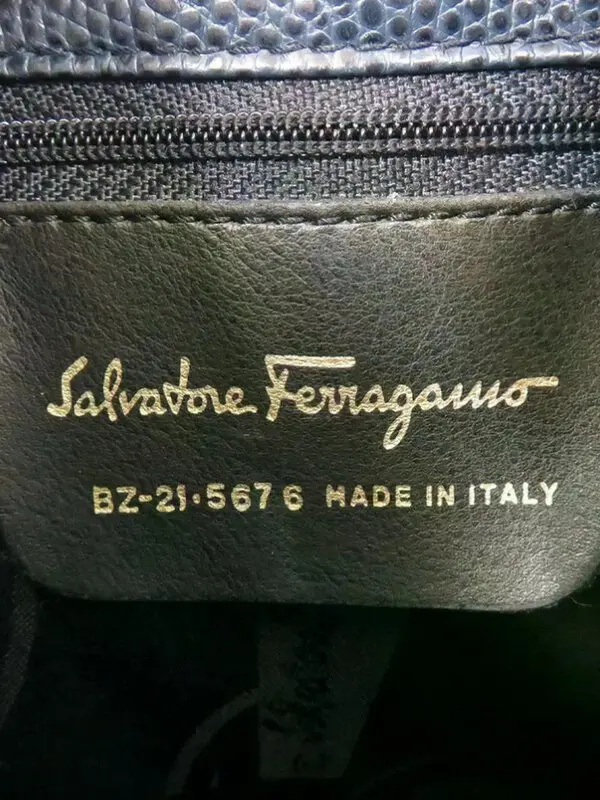 FERRAGAMO Lizard Embossed Leather Vara Bow Drawstring Backpack