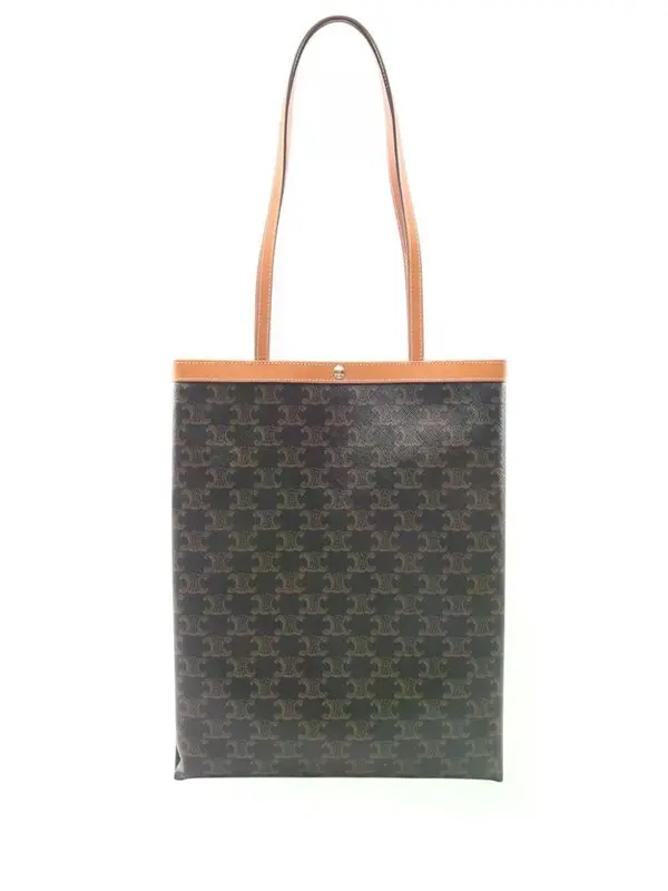 Celine Medium Triomphe Coated Canvas Flat Shopper Tote Bag - Brown
