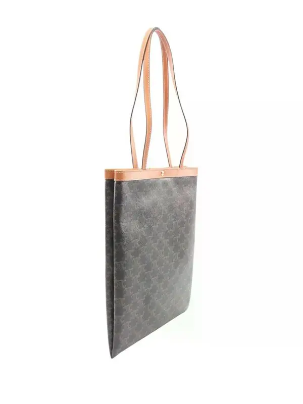 Celine Medium Triomphe Coated Canvas Flat Shopper Tote Bag - Brown