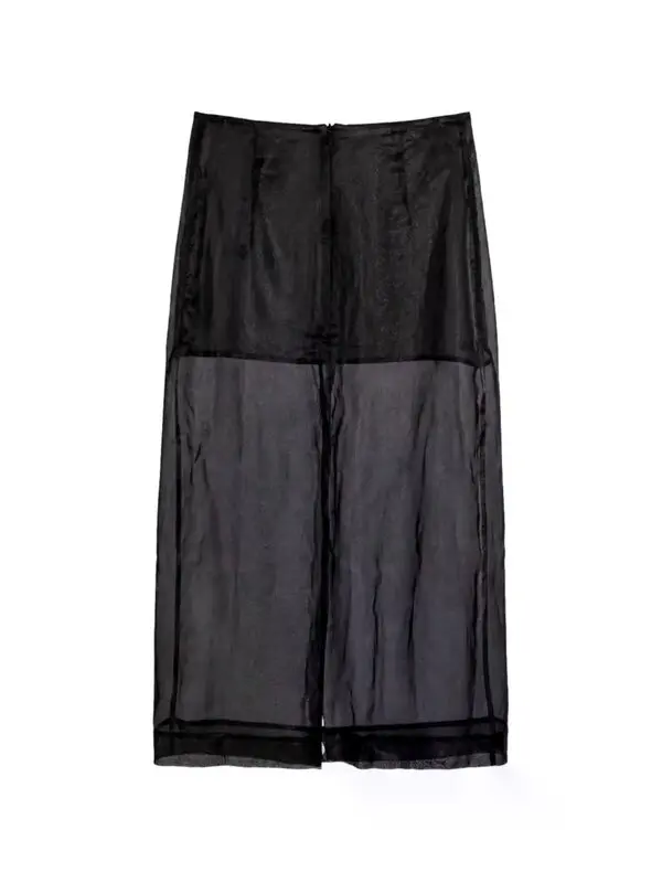 THE FRANKIE SHOP Peri Midi Sheer Panelled Skirt - Black