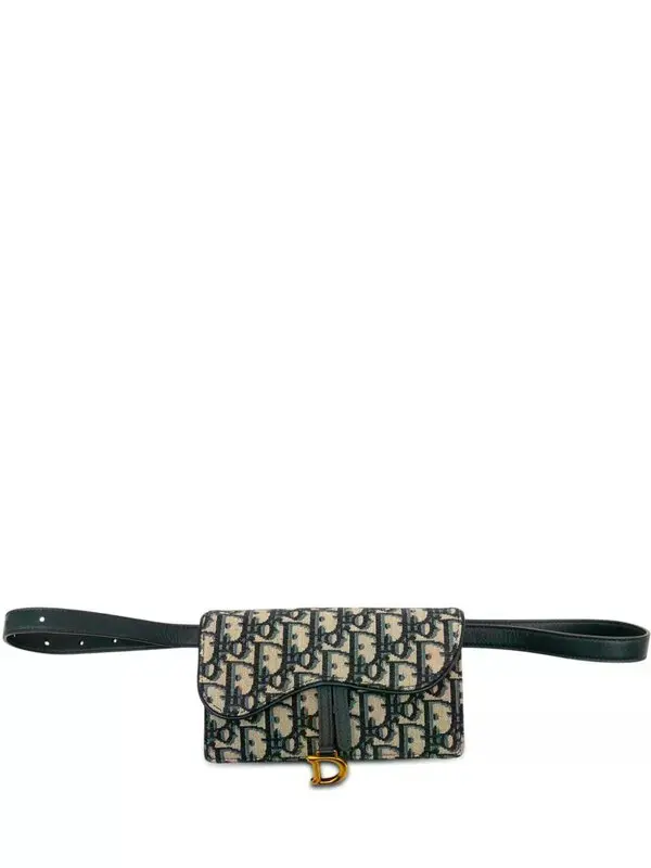 Dior 2018 Oblique Canvas Saddle Belt Bag - Blue