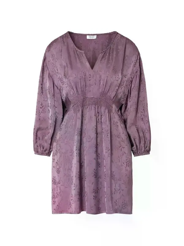 Liu Jo Jacquard Satin Mini Dress With Voluminous Sleeves