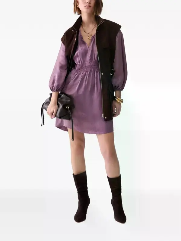 Liu Jo Jacquard Satin Mini Dress With Voluminous Sleeves