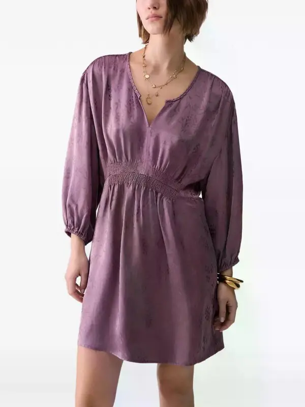 Liu Jo Jacquard Satin Mini Dress With Voluminous Sleeves