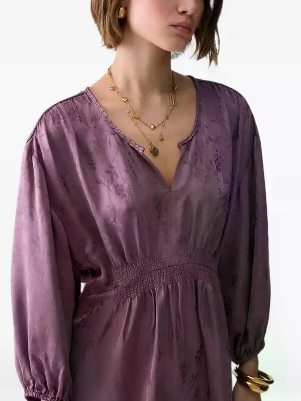Liu Jo Jacquard Satin Mini Dress With Voluminous Sleeves