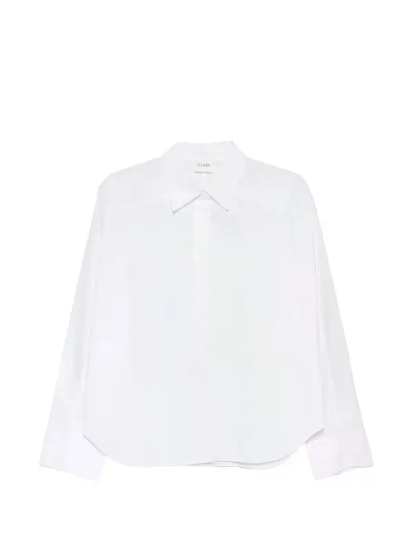 Closed Long-sleeve Scallop-edge Shirt