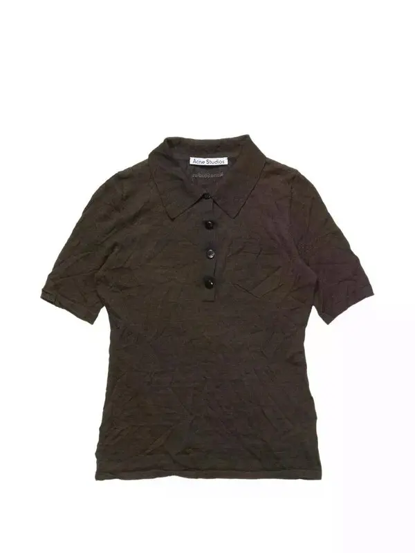 Acne Studios Silk Blend Crinkled Effect Polo Knit