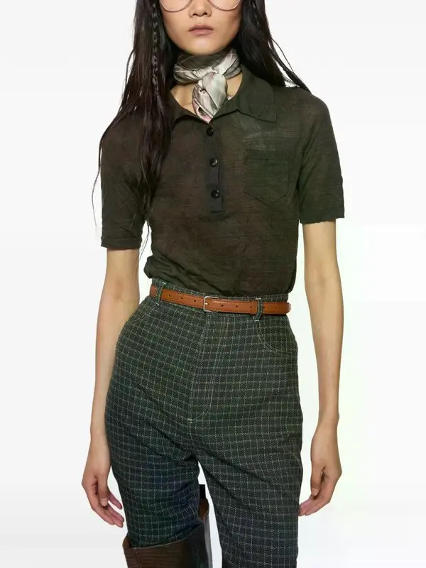 Acne Studios Silk Blend Crinkled Effect Polo Knit