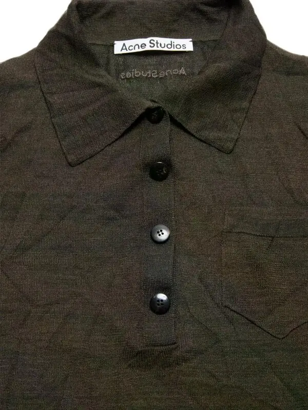 Acne Studios Silk Blend Crinkled Effect Polo Knit