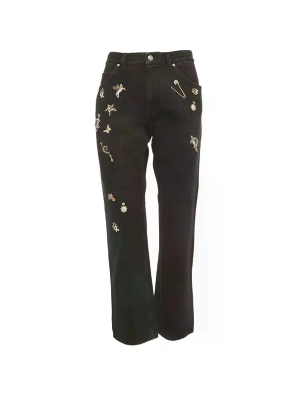 Alexander McQueen Embellished Straight Leg Jeans