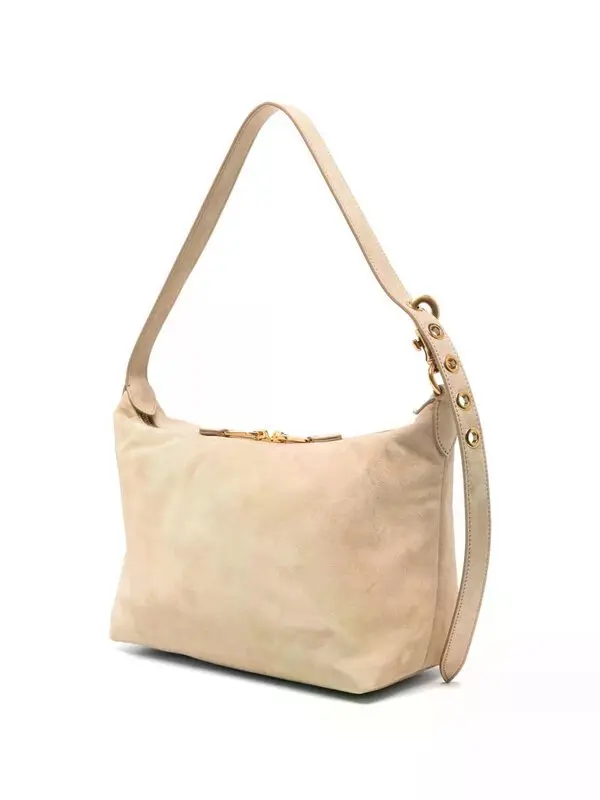 Miu Miu Suede Shoulder Bag With Embossed Logo