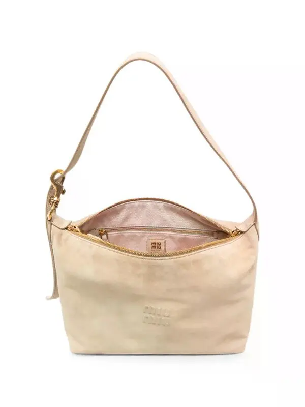 Miu Miu Suede Shoulder Bag With Embossed Logo