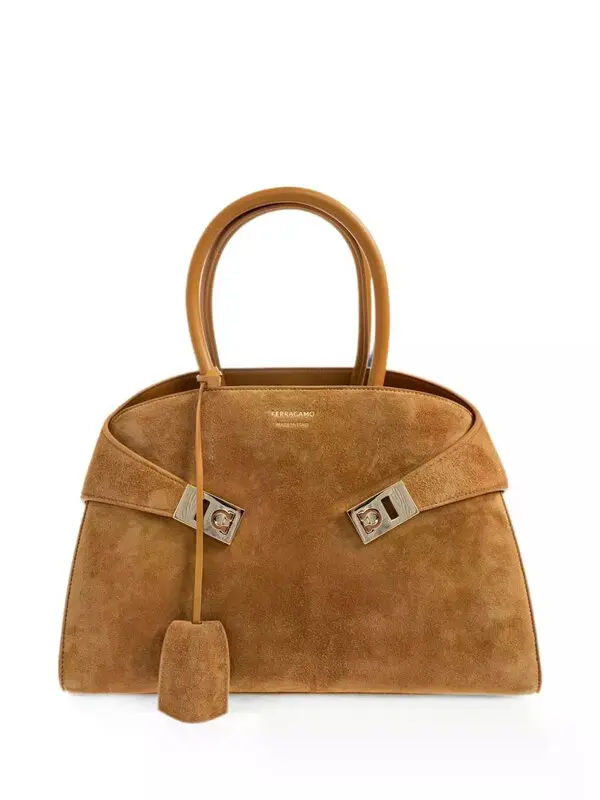 FERRAGAMO Calf Suede Tote Bag - Brown